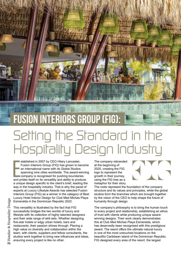 Article on Hotelier & Hospitality Magazine - Fusion Interiors Group ...